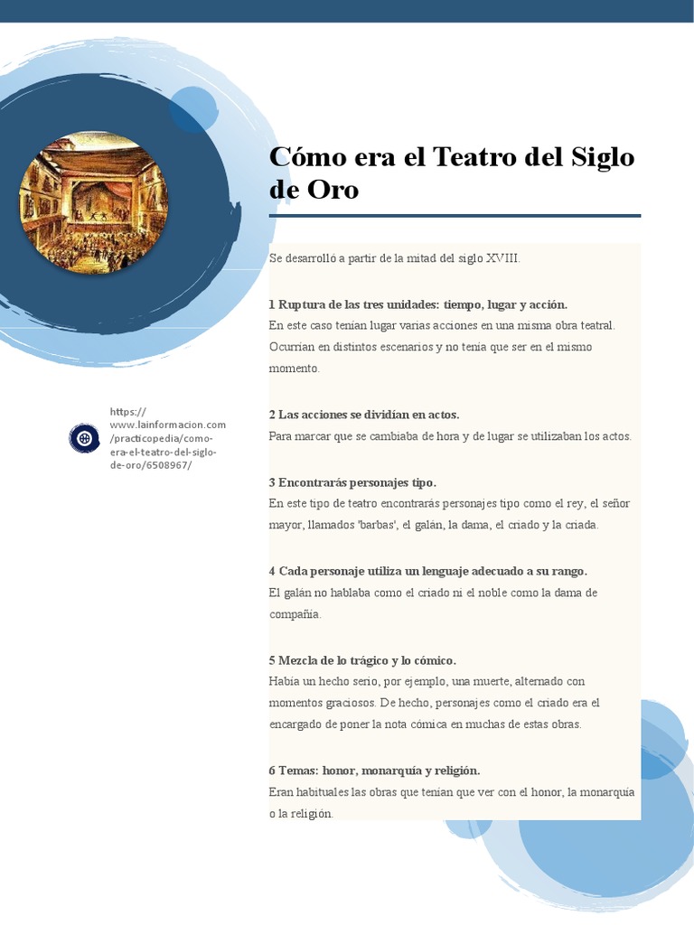 Siglo de Oro Teatro Español | PDF | Teatro | Comedia