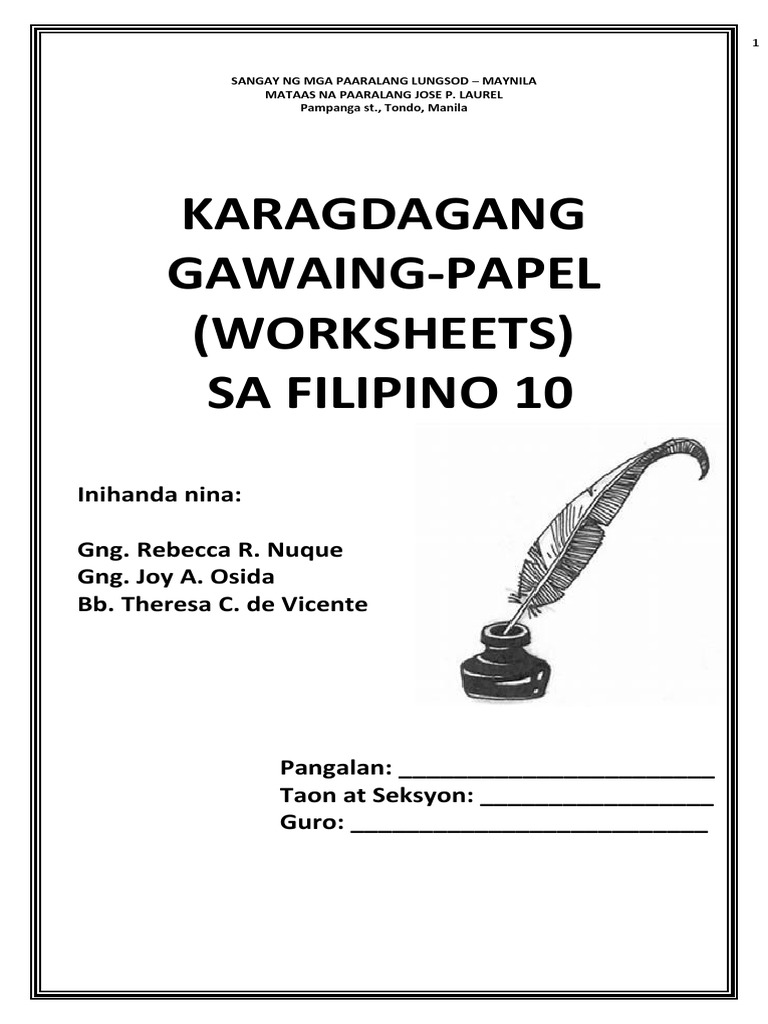 2ndQWorksheet FIL 10 New | PDF