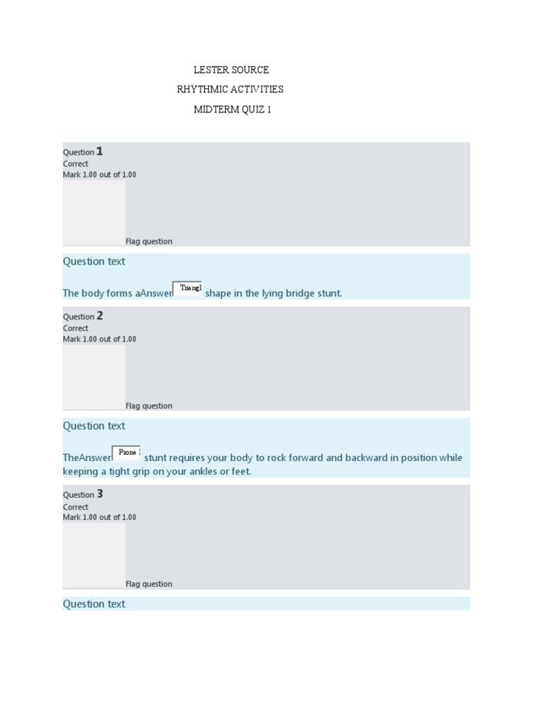 Rhythmic Activities Mq1-Mq2 | PDF
