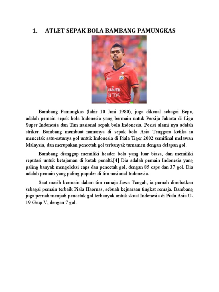 Atlet Sepak Bola Bambang Pamungkas 1 | PDF