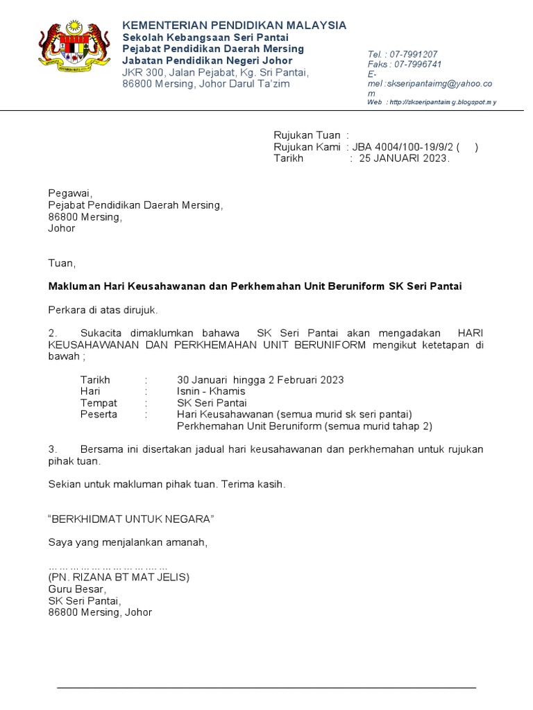 Surat Makluman PPD | PDF