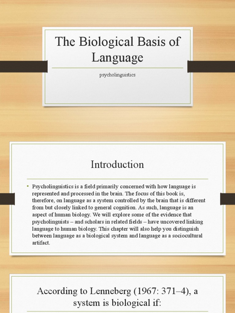 The Biological Basis of Language (Psycholinguistics) | PDF | Phonology | Linguistics