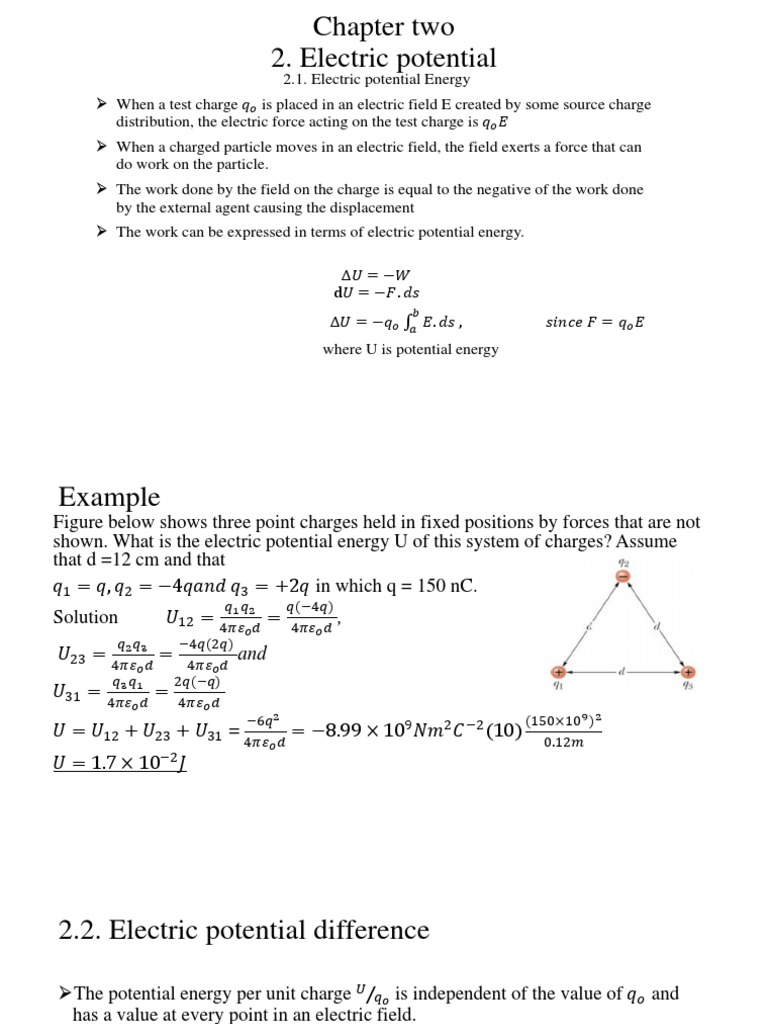 Chapter Two | PDF | Electric Field | Potential Energy