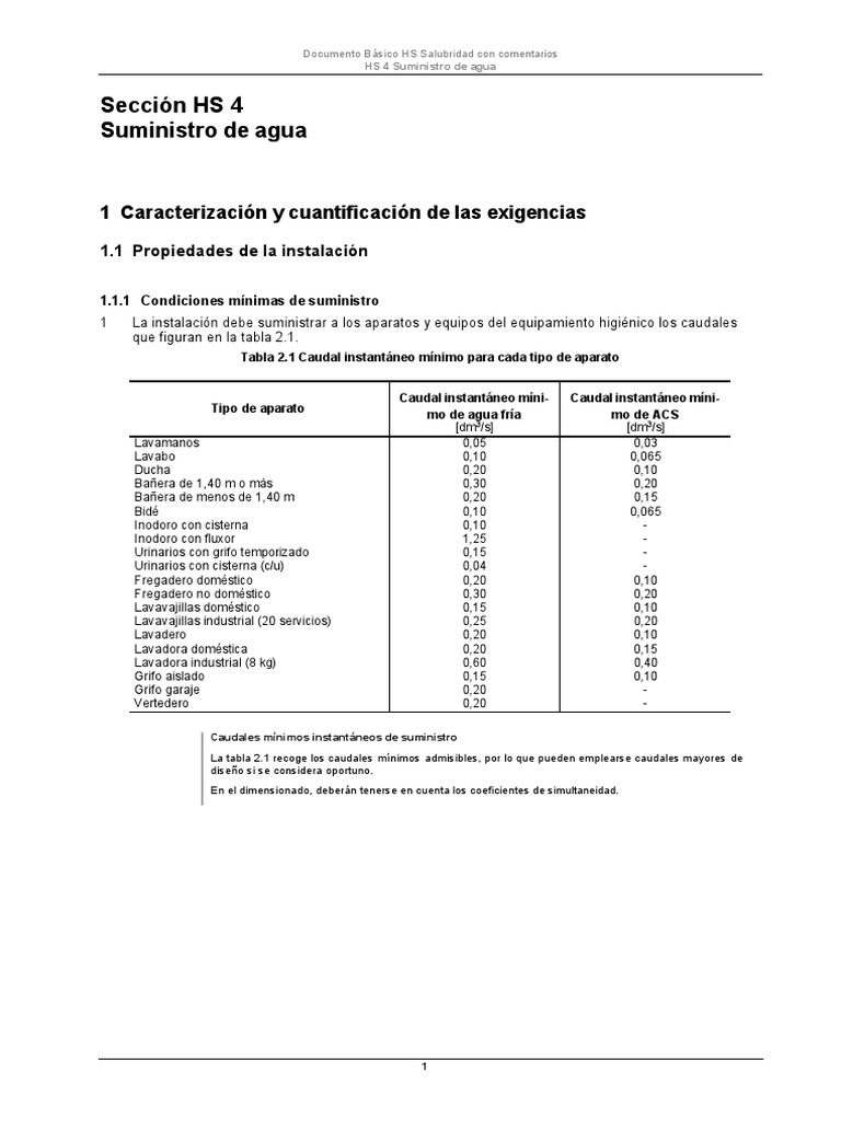 HS4 TABLAS - Cte2022 - Suministro Agua | PDF | Tap (Válvula) | Ingeniería de Edificación