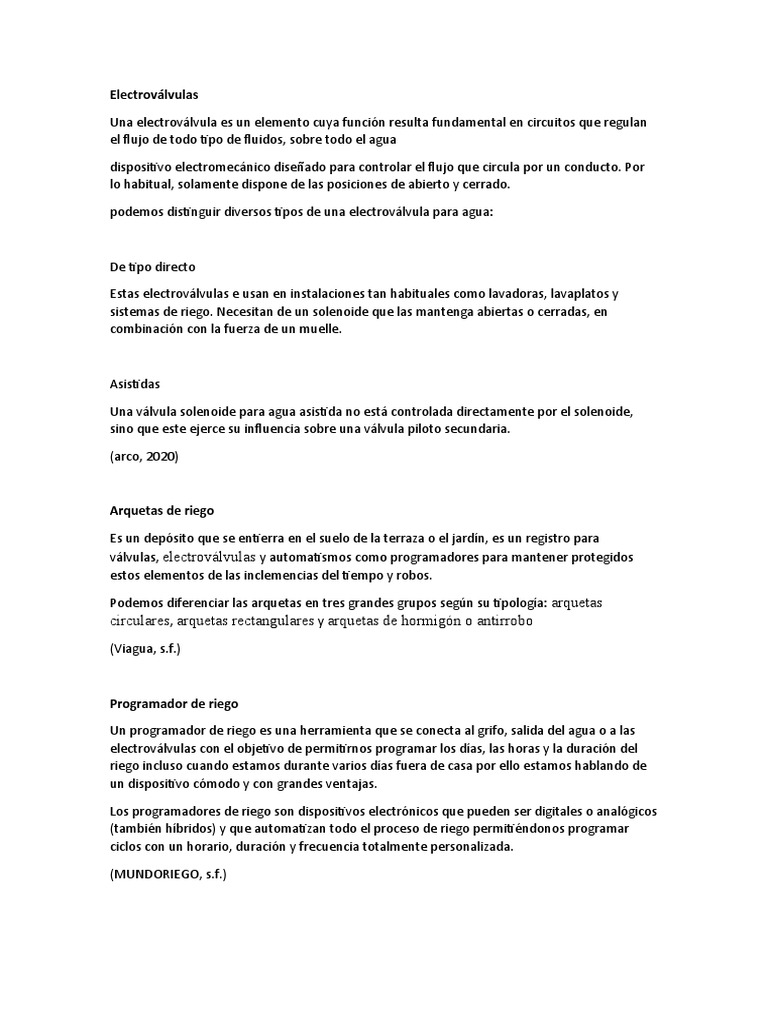 Instalación y partes de electroválvulas | PDF | Riego | Ingeniería mecánica