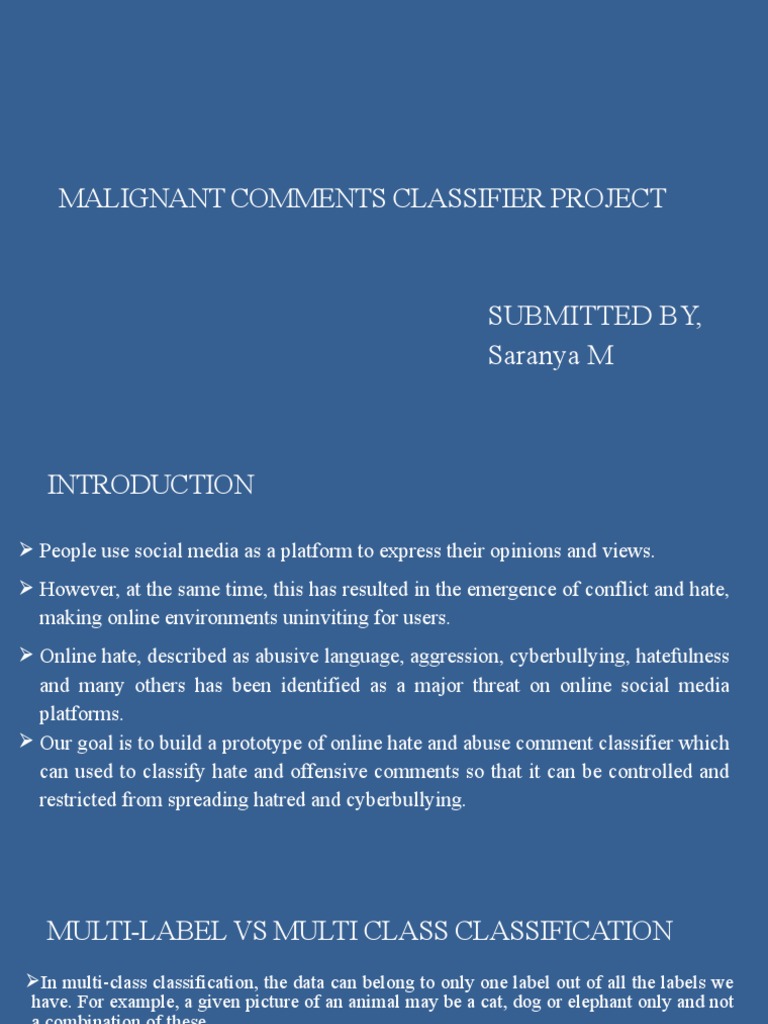 Malignant Comments Classifier Project | PDF | Statistical Classification | Computer Science