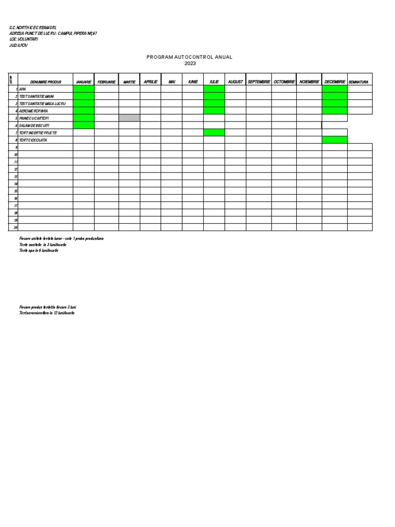 Program Autocontrol Anual | PDF