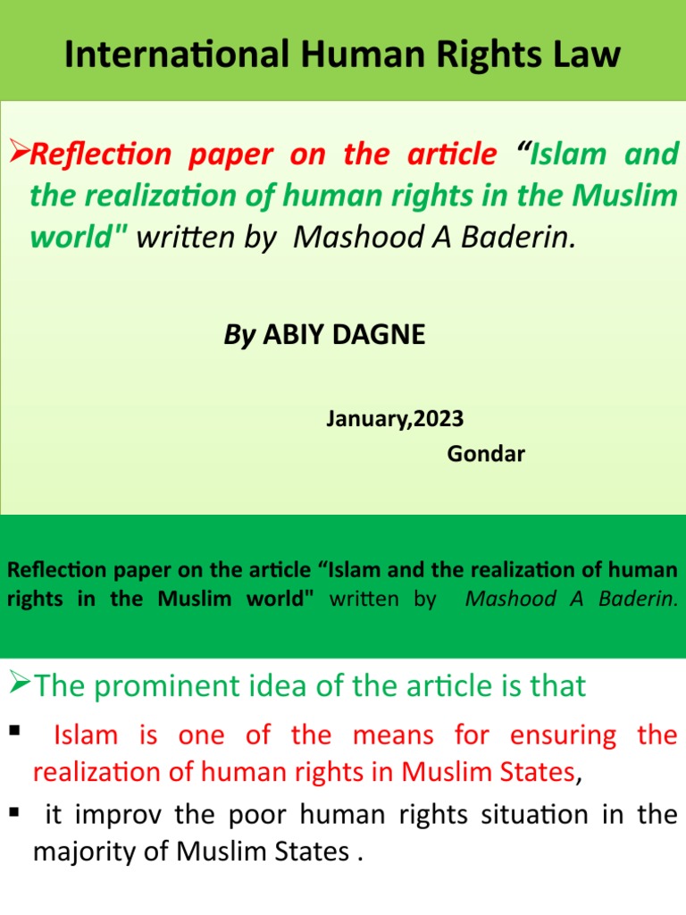 Harmonizing Islam and International Human Rights: A Framework for ...