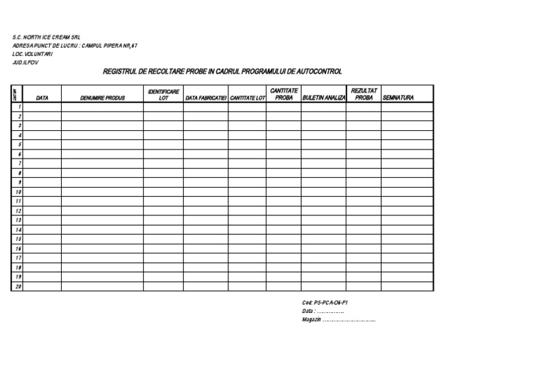 Registru Recoltari | PDF