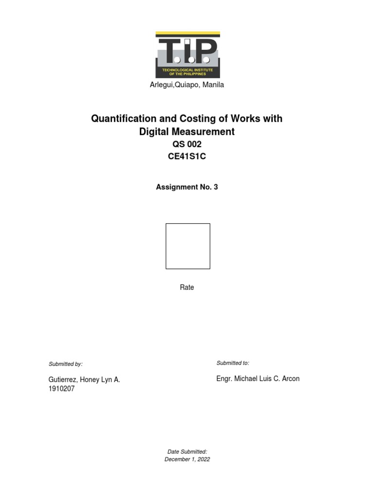Assignment 3 - QS-002 - Gutierrez | PDF | Measurement | Surveying