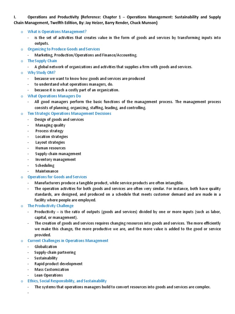 Operations Management and Performance Metrics | PDF | Quality ...