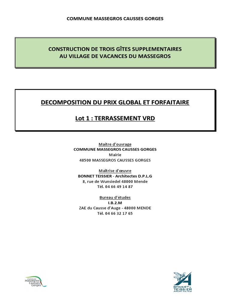 DPGF - Lot 1 - Terrassement - VRD | PDF