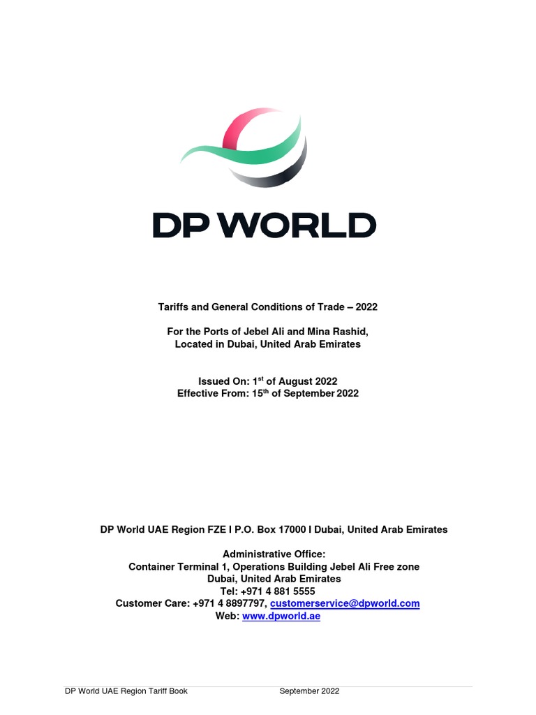 DP World UAE Tariff Book 2022 | PDF | Cargo | Containerization