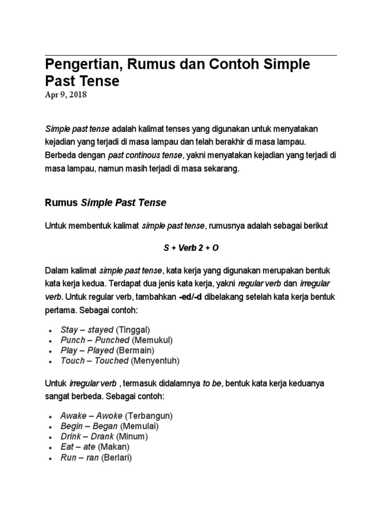 Materi Past Tense | PDF