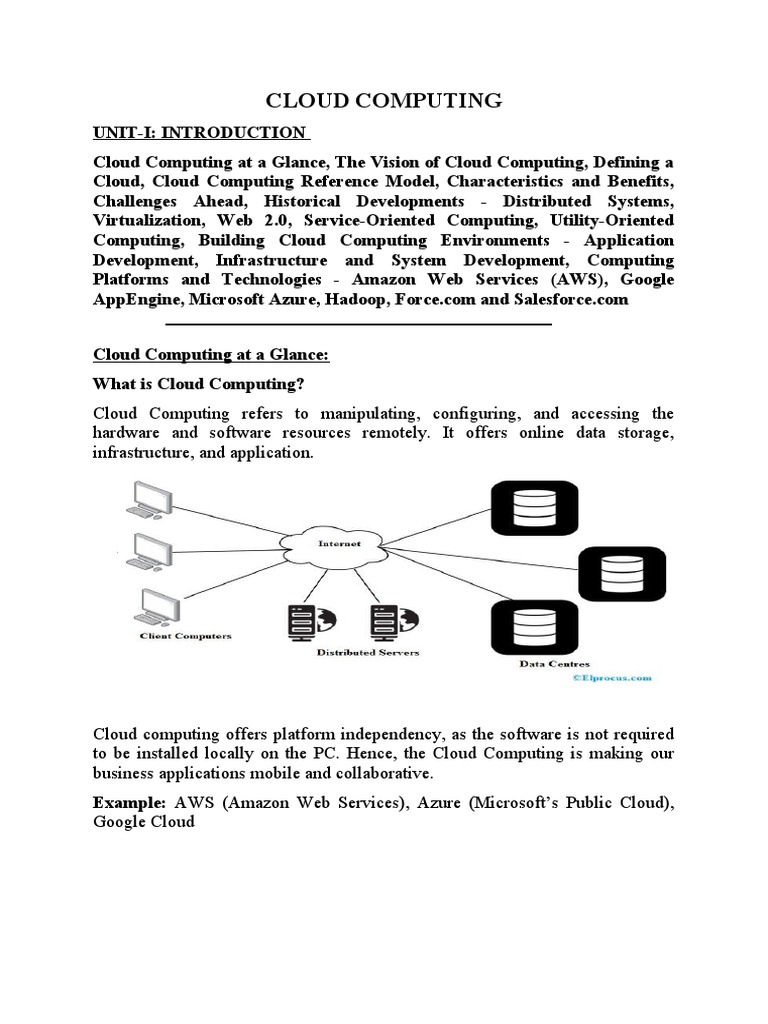 PG Cloud Computing Unit-I | PDF | Cloud Computing | Virtualization