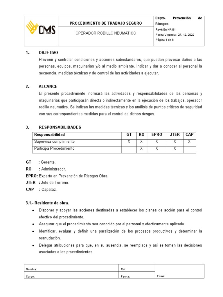Pts PROCEDIMIENTO Rodillo Neumatico | PDF | Neumático | Transporte