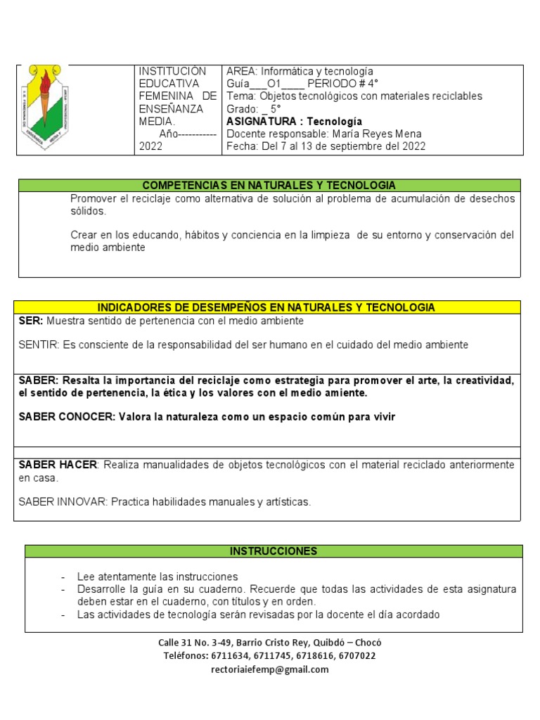 Guia Reciclaje Grado 5° | PDF | Reciclaje | Residuos
