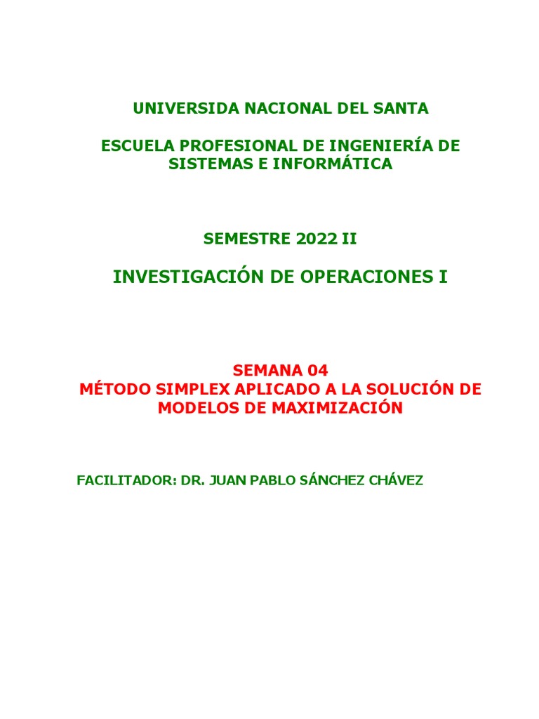 Método Simplex para Maximización en PL | PDF | Programación lineal | Programación de computadoras