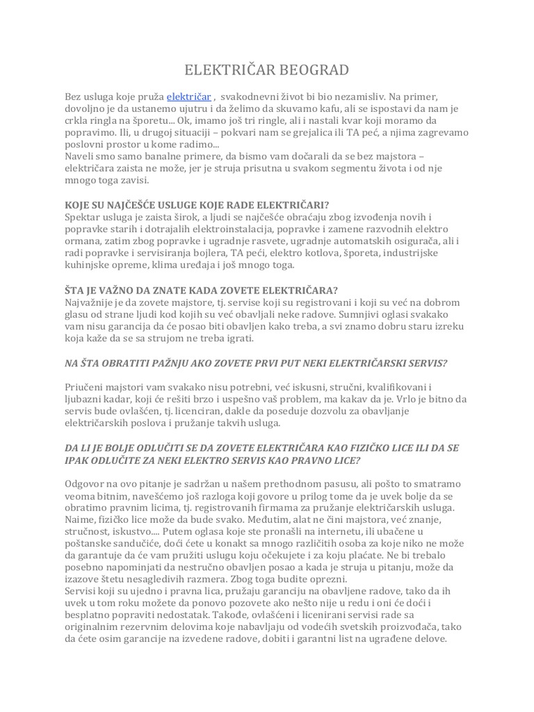 Električar Beograd | PDF