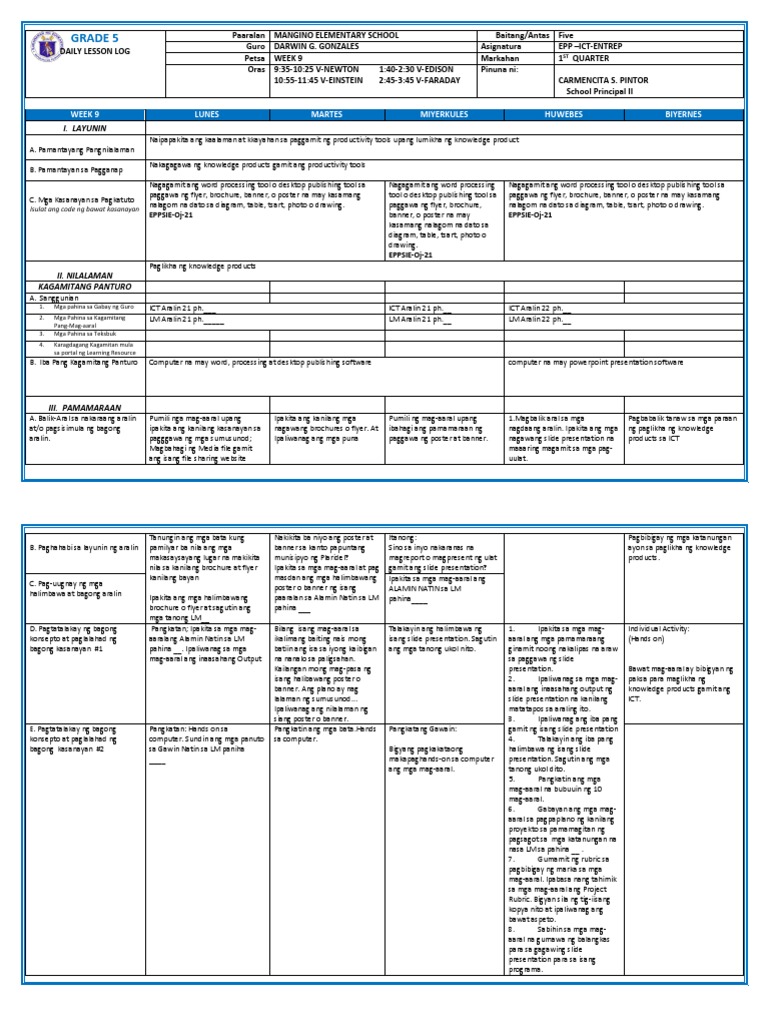 DLL G5 Q1 Week 9-Epp-Melc | PDF
