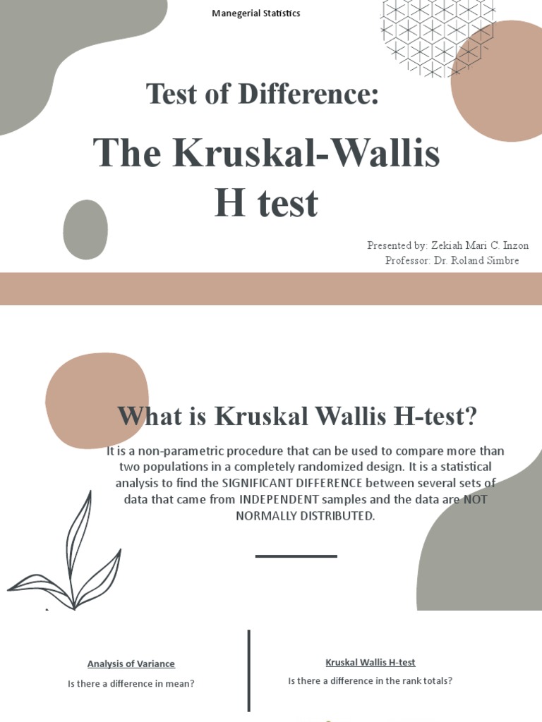 Kruskal-Wallis H Test | PDF | Statistical Hypothesis Testing | Student ...
