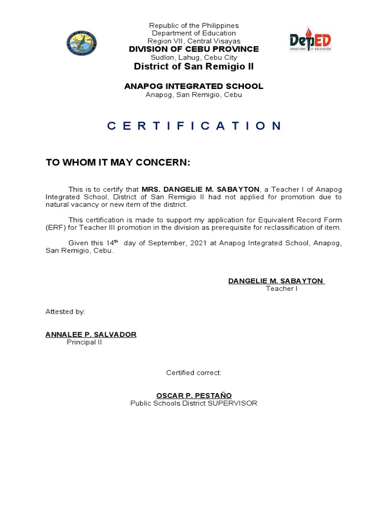 Certification of ERF | PDF