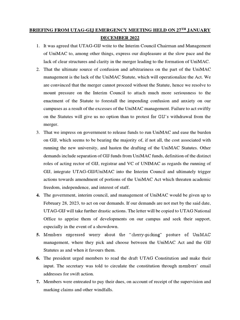 Briefing From Utag Gij January 2023 Meeting-1 | PDF | Justice | Crime ... Briefing From Utag Gij January 2023 Meeting-1 | PDF | Justice | Crime ...