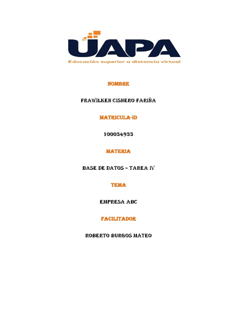 Tarea IV - Base de Datos Full | PDF