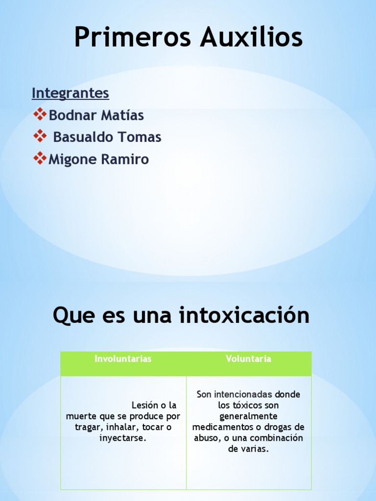 Primeros Auxilios Intoxicaciones | PDF | Enfermedades transmitidas por alimentos ...