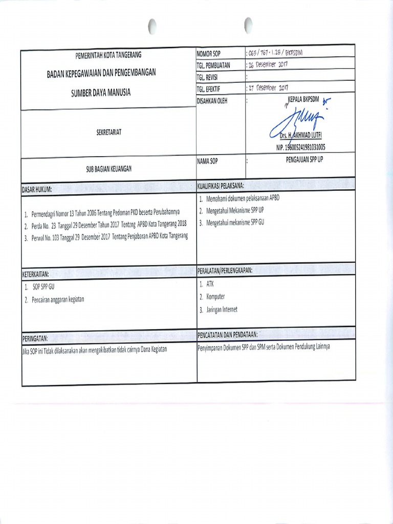 Pengajuan SPP Up | PDF