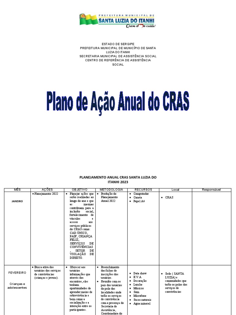 Planejamento-Cras-2023 Psicologo José Alenilson | PDF | Família | Violência
