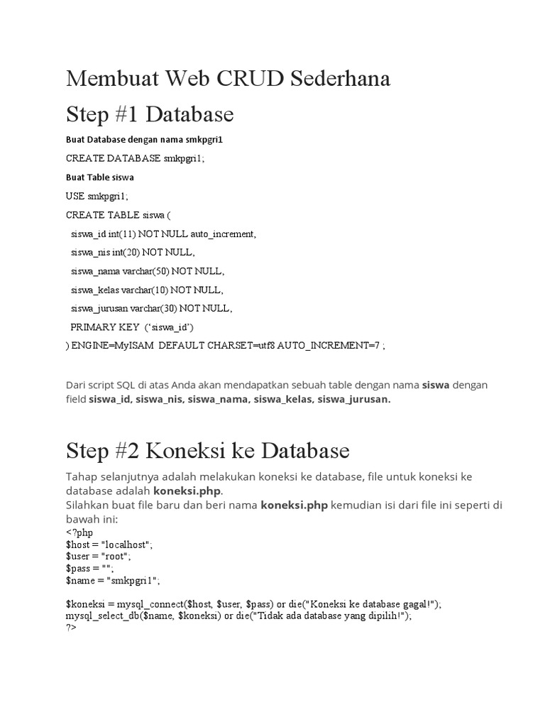 Membuat Web CRUD Sederhana | PDF
