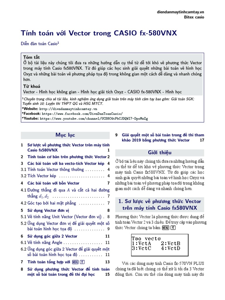 Tinh Toan Vector Trong Casio 580FX | PDF