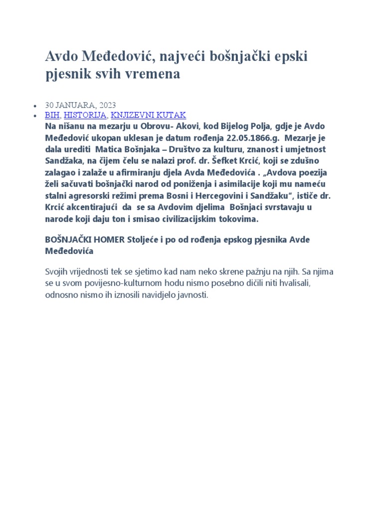 Avdo Međedović | PDF