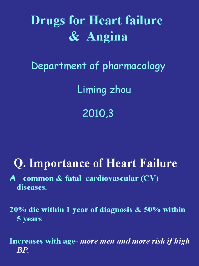 Drugs For Heart Failure & Angina: Department of Pharmacology Liming ...