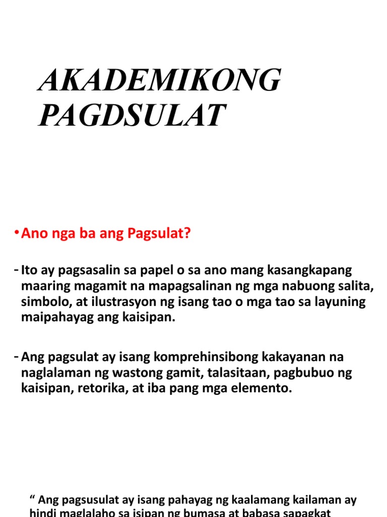 Akademikong Pagsulat | PDF