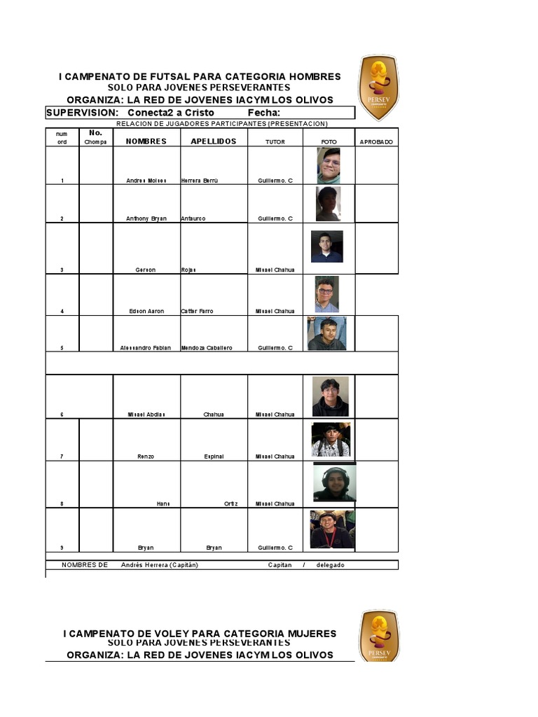 Lista de Jugadores Voley y Futbol | PDF
