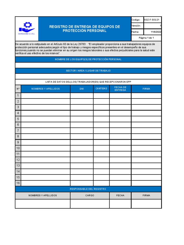 Formato de Entrega de Epps | PDF
