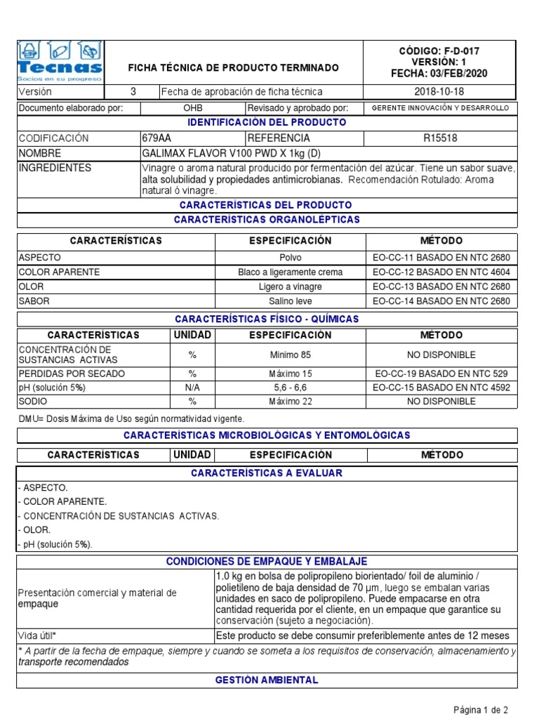 Galimax Flavor Conservante Natural | PDF | Residuos | Reciclaje