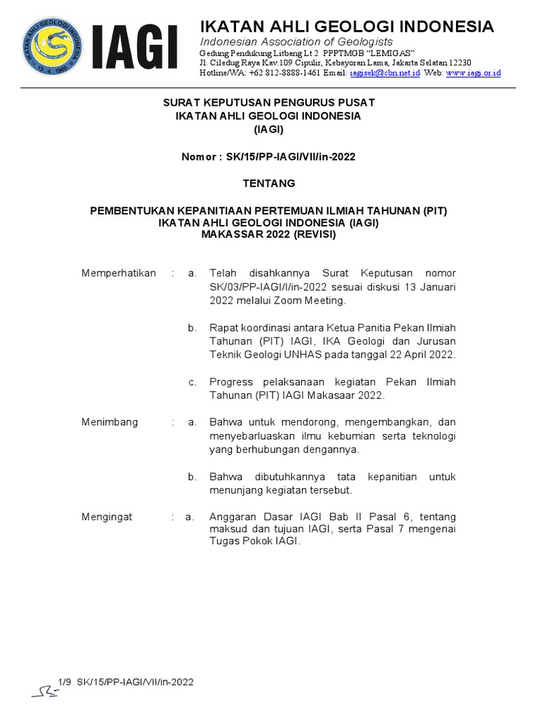 15-Rev3 - SK - 2022 - Pit - Pembentukan Kepanitiaan Pertemuan Ilmiah Tahunan Iagi Makassar 2022 ...