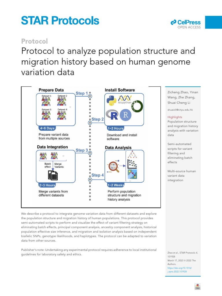 Protocol To Analyze Population Structure and Migra | PDF | Genetics ...