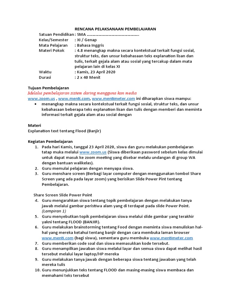 Contoh RPP DARING | PDF