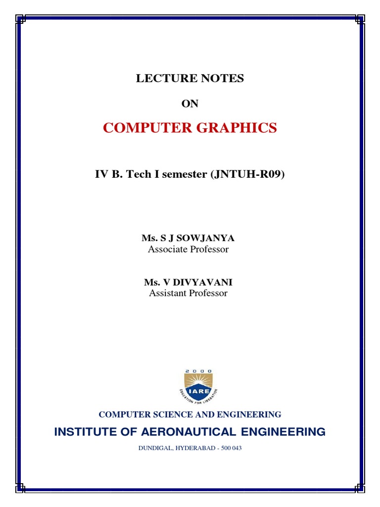 Final CG Notes | Download Free PDF | Touchscreen | Computer Graphics