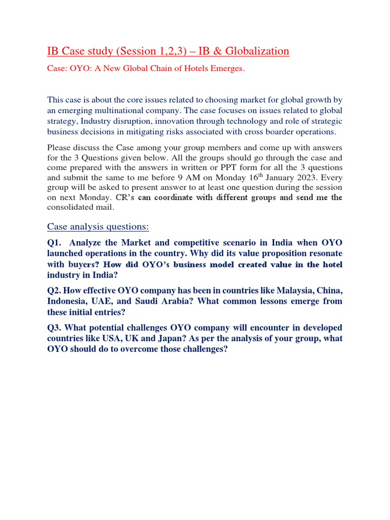 IB-OYO-Case Study Questions | PDF | Business