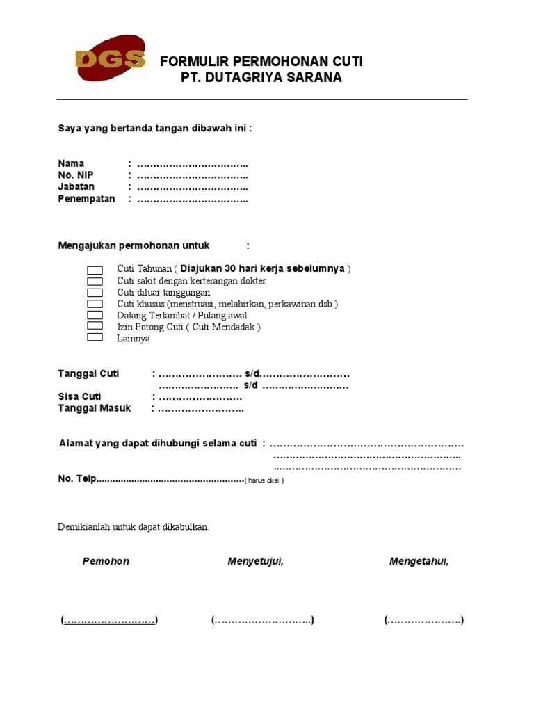 Cuti External Tad DGS | PDF