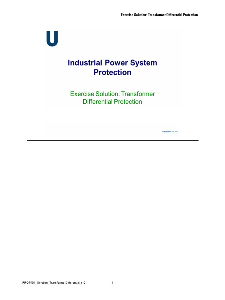 09b PROT401 Solution TransformerDifferential r10 | PDF | Transformer | Components
