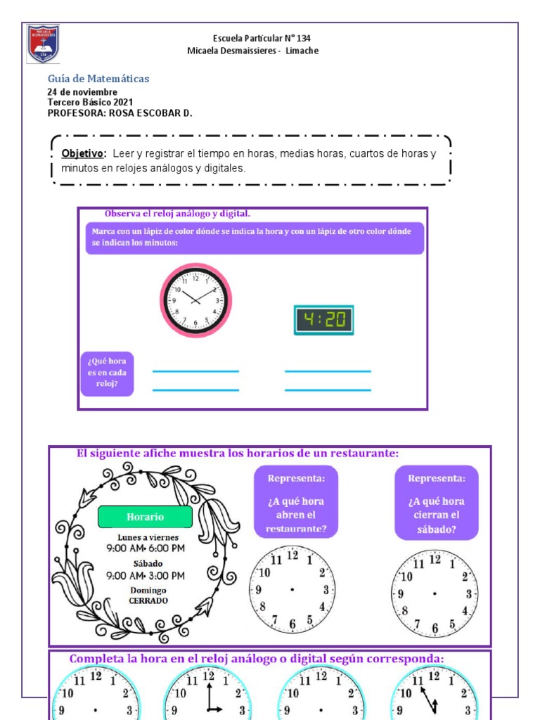 Lectura de Hora 3° | PDF