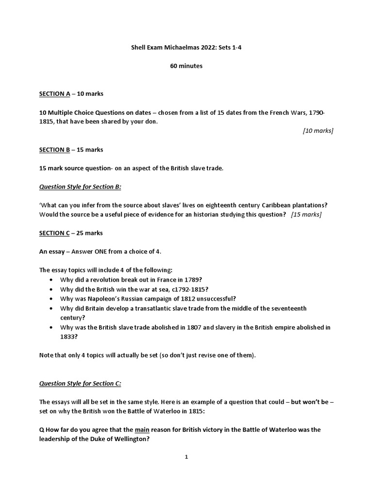 History Exam Format And Topics Pdf