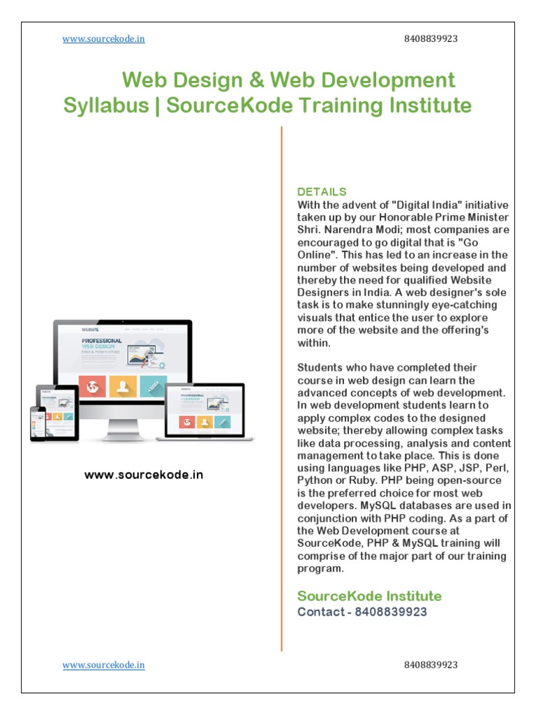 Webdesign Development Syllabus | PDF | J Query | Php