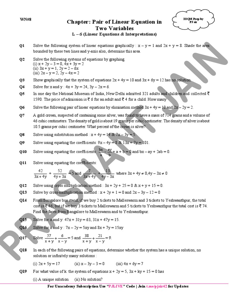 IOQM Worksheet - 8 | PDF | Equations | Mathematical Objects